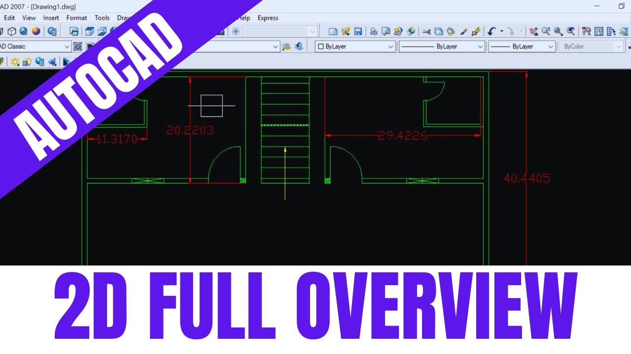 AUTOCAD 2D COMPLETE TUTORIAL DRAWING AND DIMENTIONING FULL OVERVIEW ...