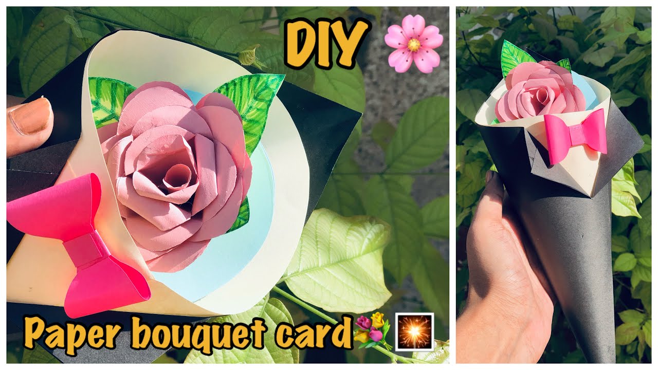 DIY paper card idea | Bouquet card | How to make a paper bouquet card ...