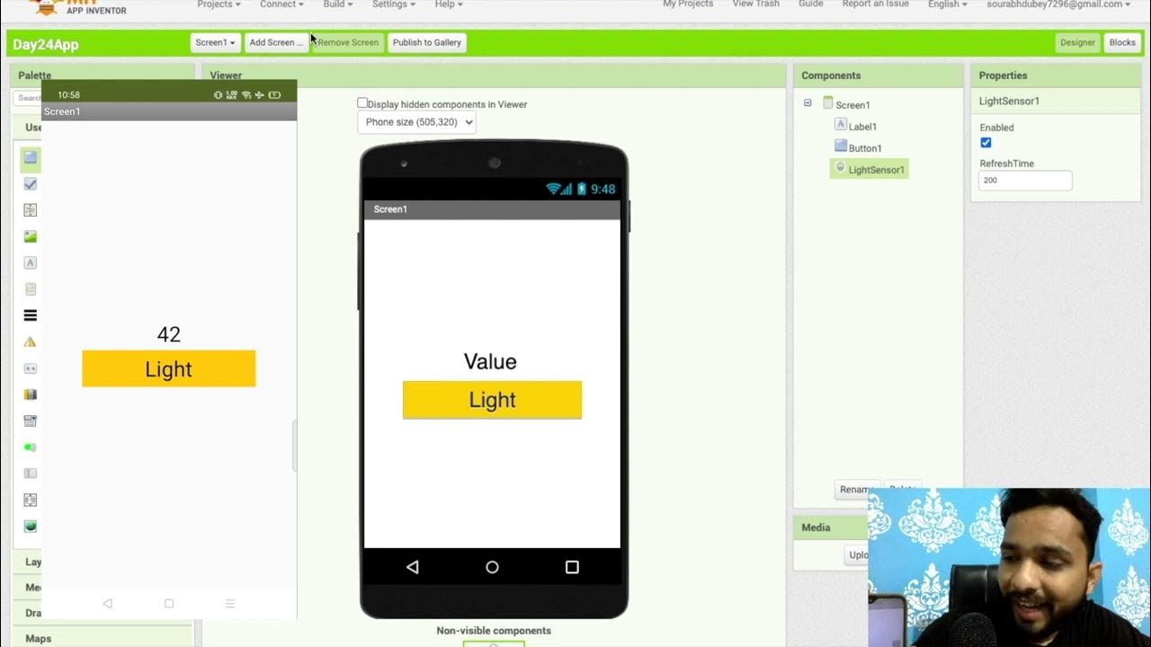 How To use Light Sensor in MIT App Inventor | Day - 24 - YouTube