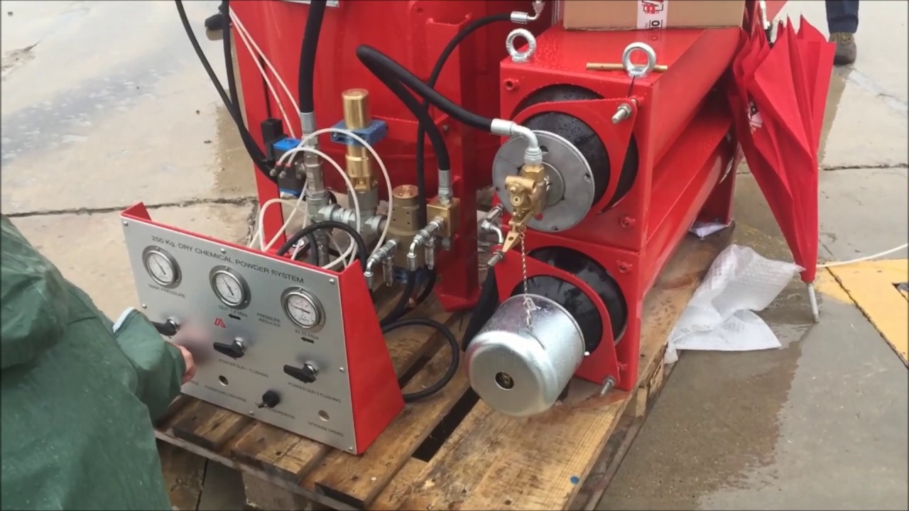 Dry chemical powder unit for vehicles test, 250 kg electro-pneumatical ...