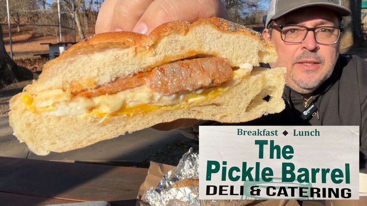 Pickle Barrel Breakfast Sandwich Egg Cheese and Hot Sausage Plus a Tiny ...