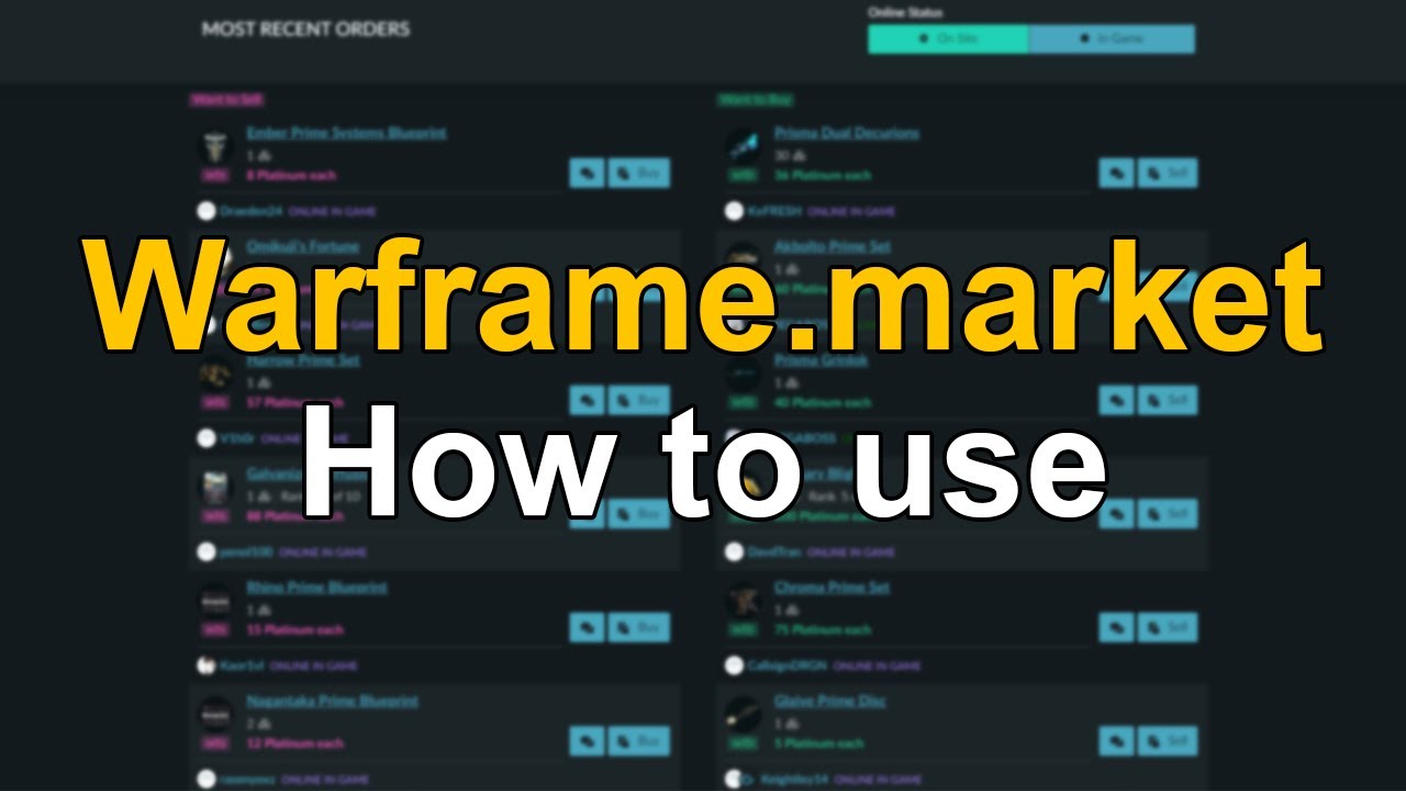 How to use the Warframe market website - YouTube
