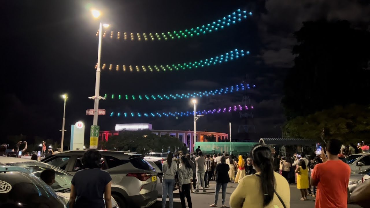 Drone light show by Mauritius telecom Myt at Flacq Mauritius - YouTube