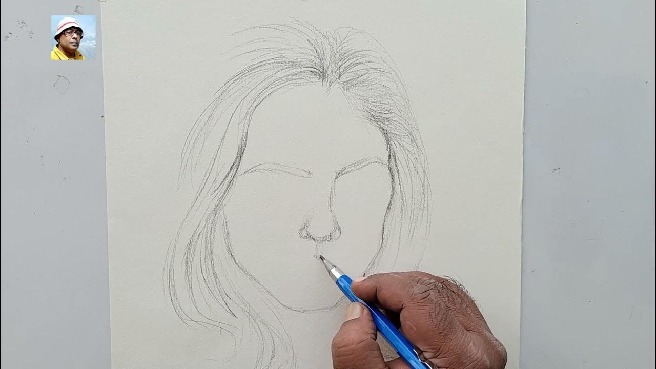 human face drawing tutorial - YouTube