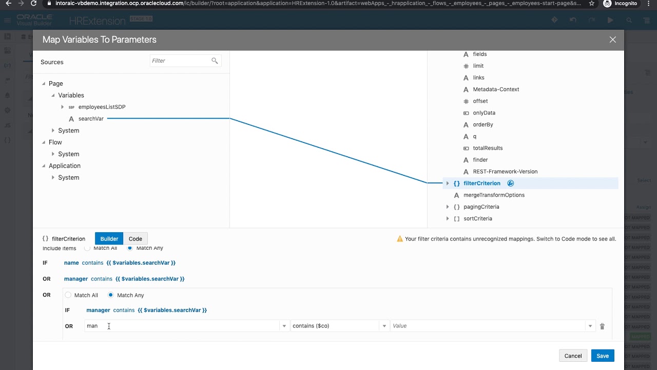Filtering Collection Tables Lists In Visual Builder Youtube