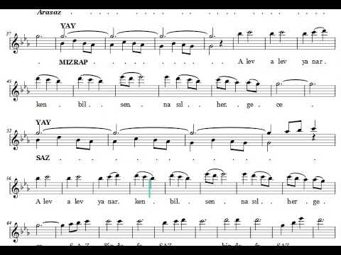 Uzuyor Yıllar Gibi Dakikalar Sen Yoksan - Nota Eşliğinde Karaoke (Ahenk: Kız Neyi - 4 Ses - A)