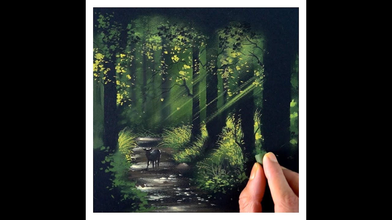 How to draw a beautiful evening in forest with sun rays - step by step ...