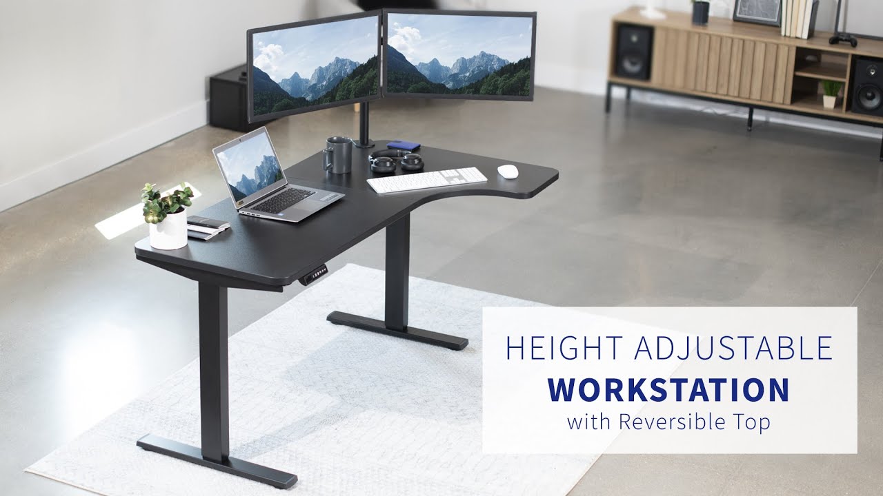 DESK-KIT-1BRB 58" x 35" Corner Electric Desk with Push Button Memory ...