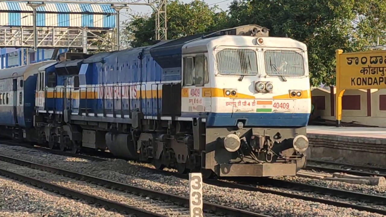 WDP-4D locomotive with INSPECTION CAR slowly going on kondapuram ...