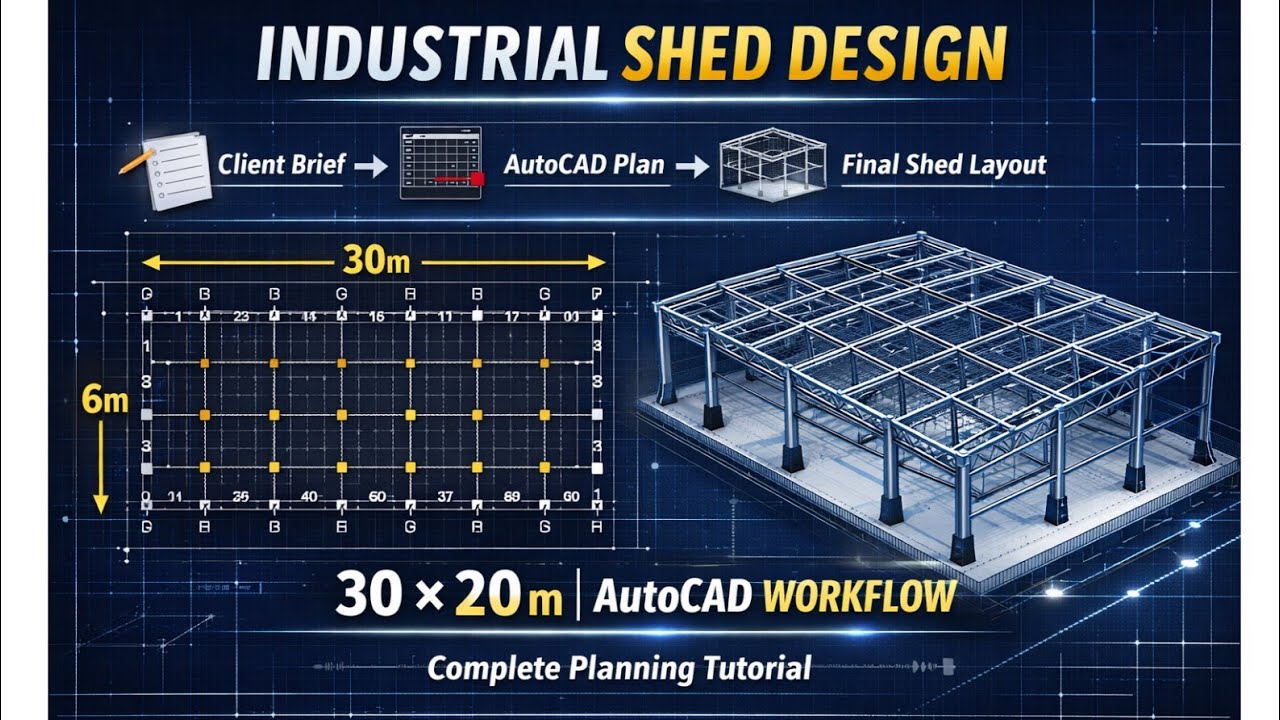 Industrial Shed Design in AutoCAD: Complete Workflow from Client Brief ...