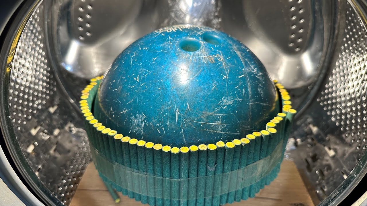 Experiment - Bowling Ball and 100 Firecrackers - in a Washing Machine ...