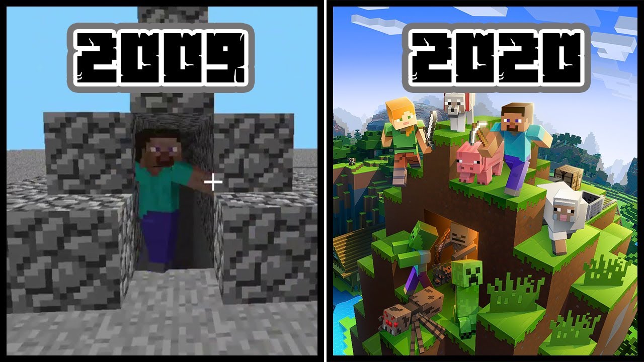 以前的MineCraft只有岩石可以用?! MineCraft 2009-2020 歷史演變 - YouTube