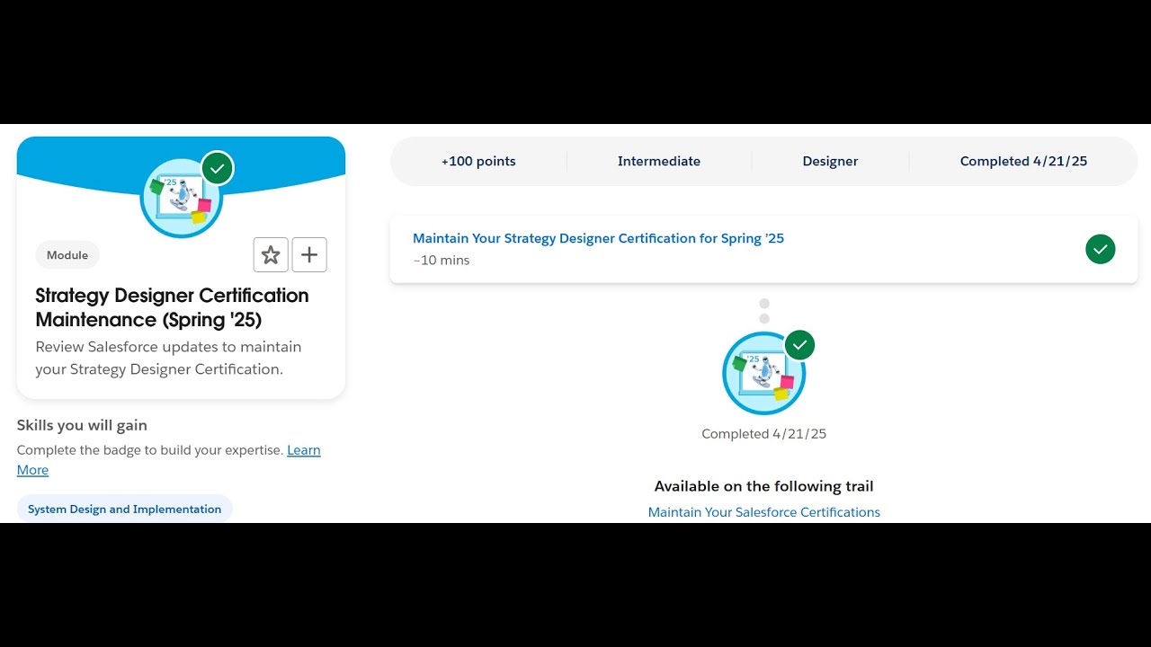 Strategy Designer Certification Maintenance (Spring '25) | Salesforce ...