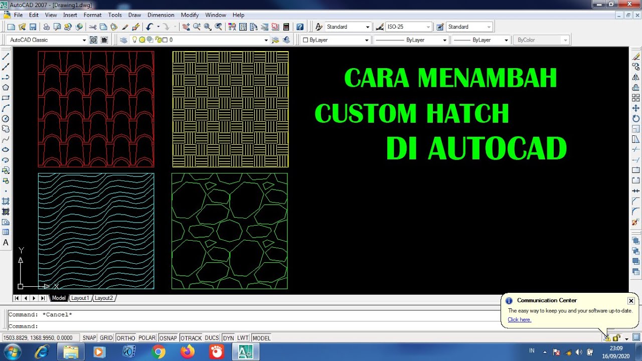 Cara Menambahkan Custom Hatch Di AutoCAD - YouTube
