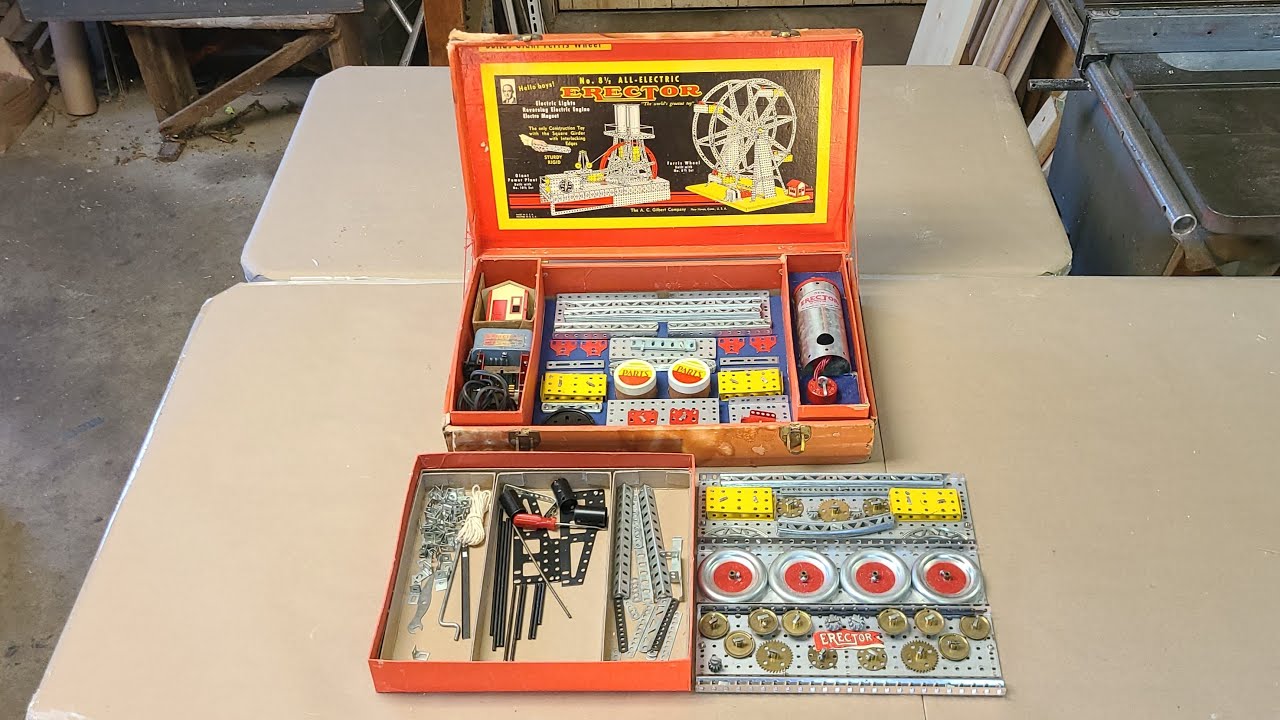 1951 AC Gilbert Erector 8 1/2 Cardboard All-Electric Erector Set - YouTube