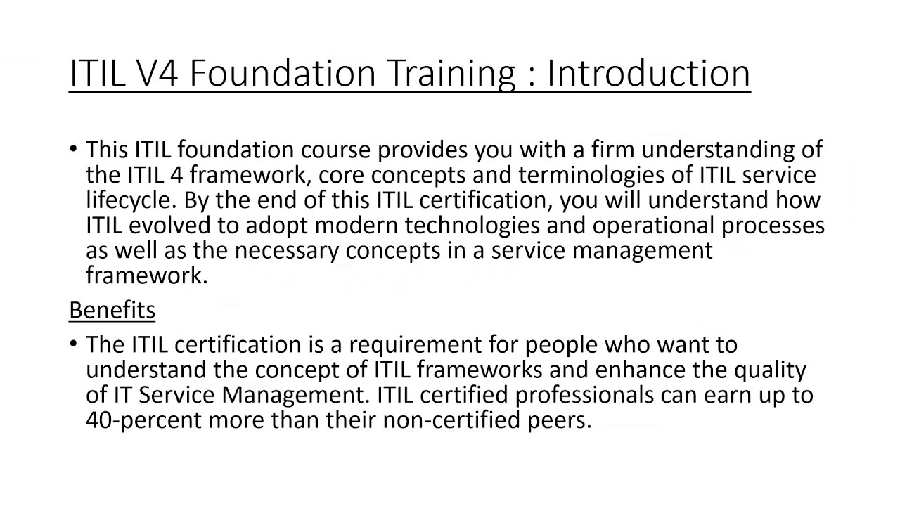 ITIL V4 Foundation Training by Real time trainers with 100% Passing ...
