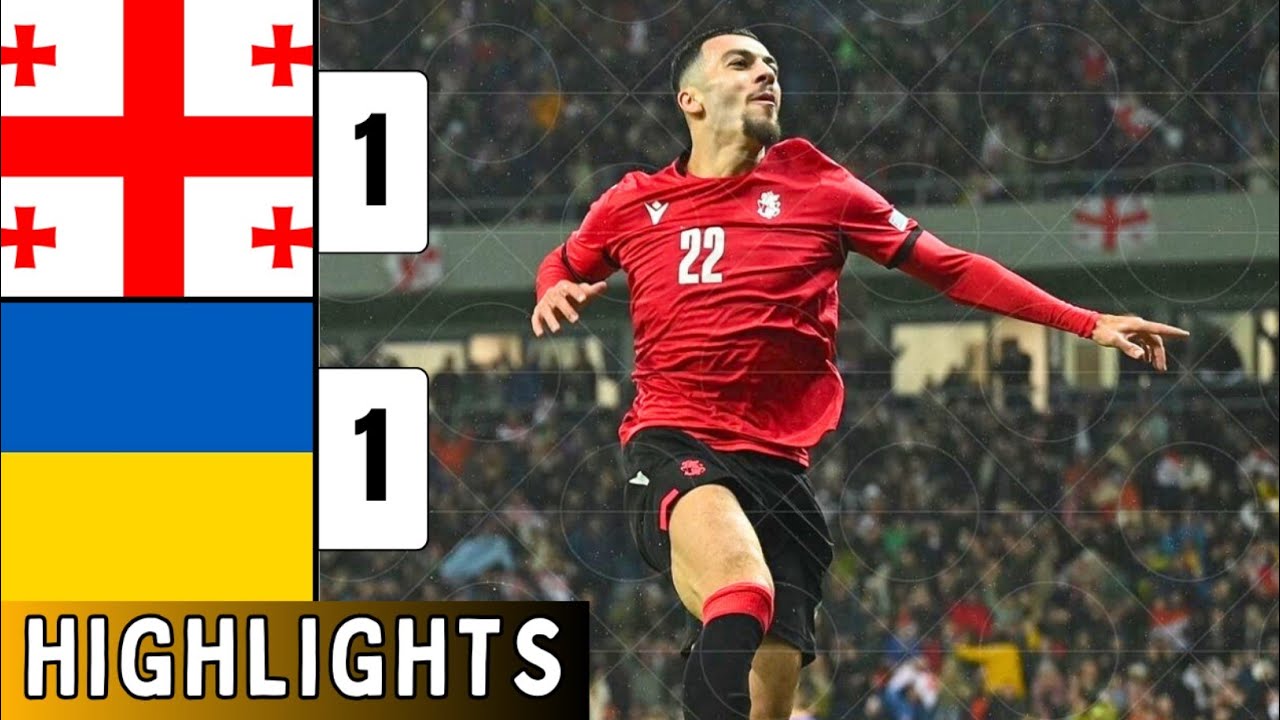 Georgia vs Ukraine 1-1 Highlights | Kvirkvelia Own Goal | Mikautadze ...