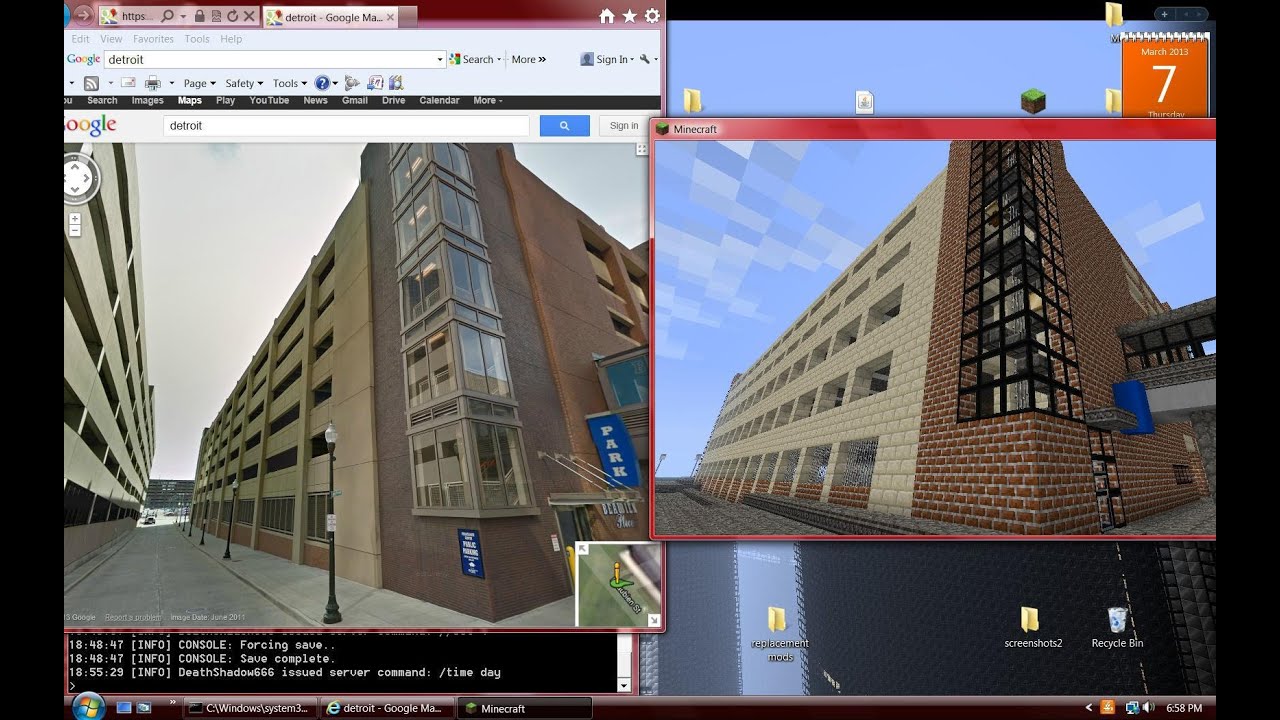 Minecraft Detroit Replica! City comparison (work in progress) - YouTube