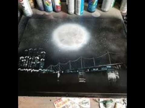 Simple cityscape and bridge - Spray paint art - YouTube