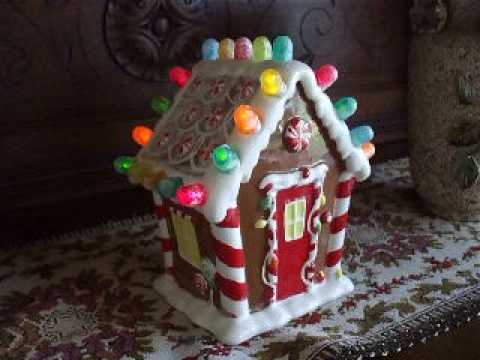 Hallmark Lighted Musical Gingerbread House Blinking Gumdrops - YouTube