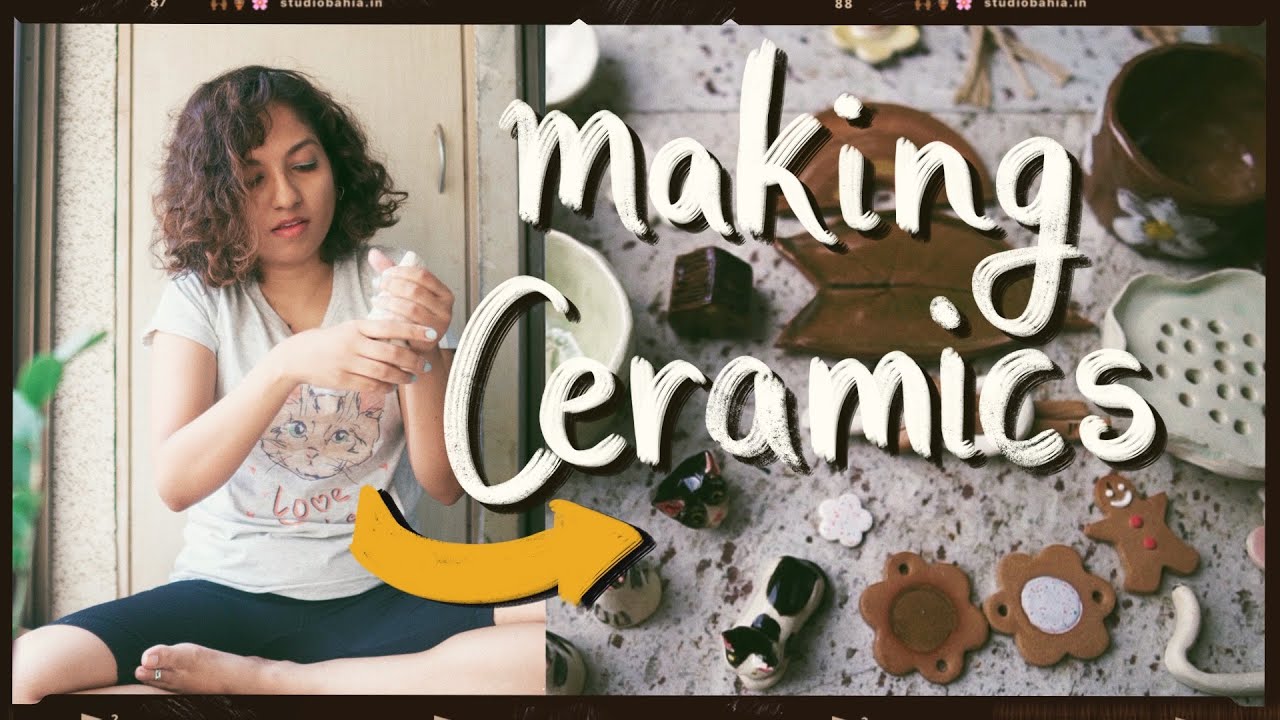 Making Ceramics at Home 🐈 | full pottery process (no wheel) | studio ...