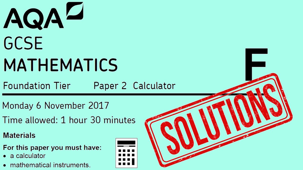 AQA GCSE Maths 8300 Foundation November 2017 Paper 2 YouTube aqa-gcse-maths-8300-foundation-november-2017-paper-2-youtube