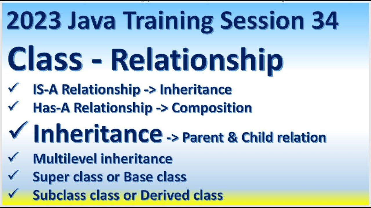 2023 Java Training Session 34 | Class - Relationship | IS-A Inheritance ...