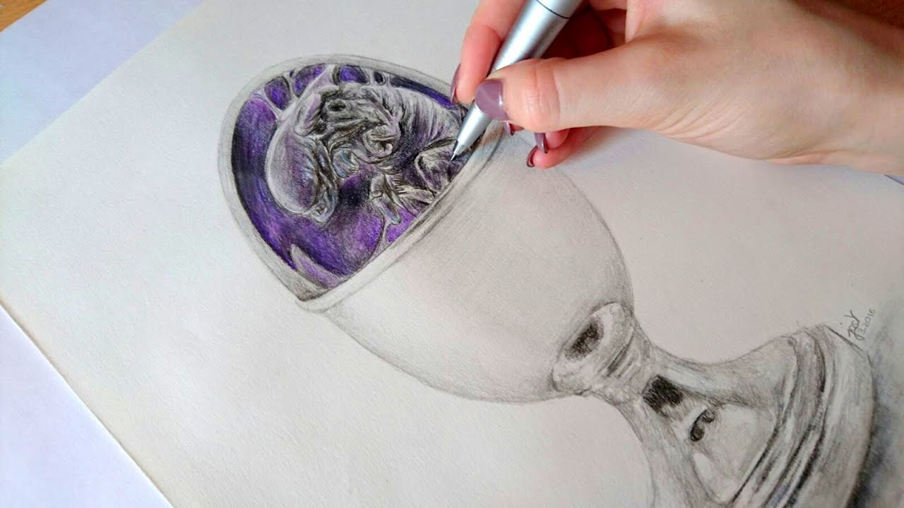 Colored Pencil Drawing: Alien egg - Speed Draw | JosYMovieS - YouTube
