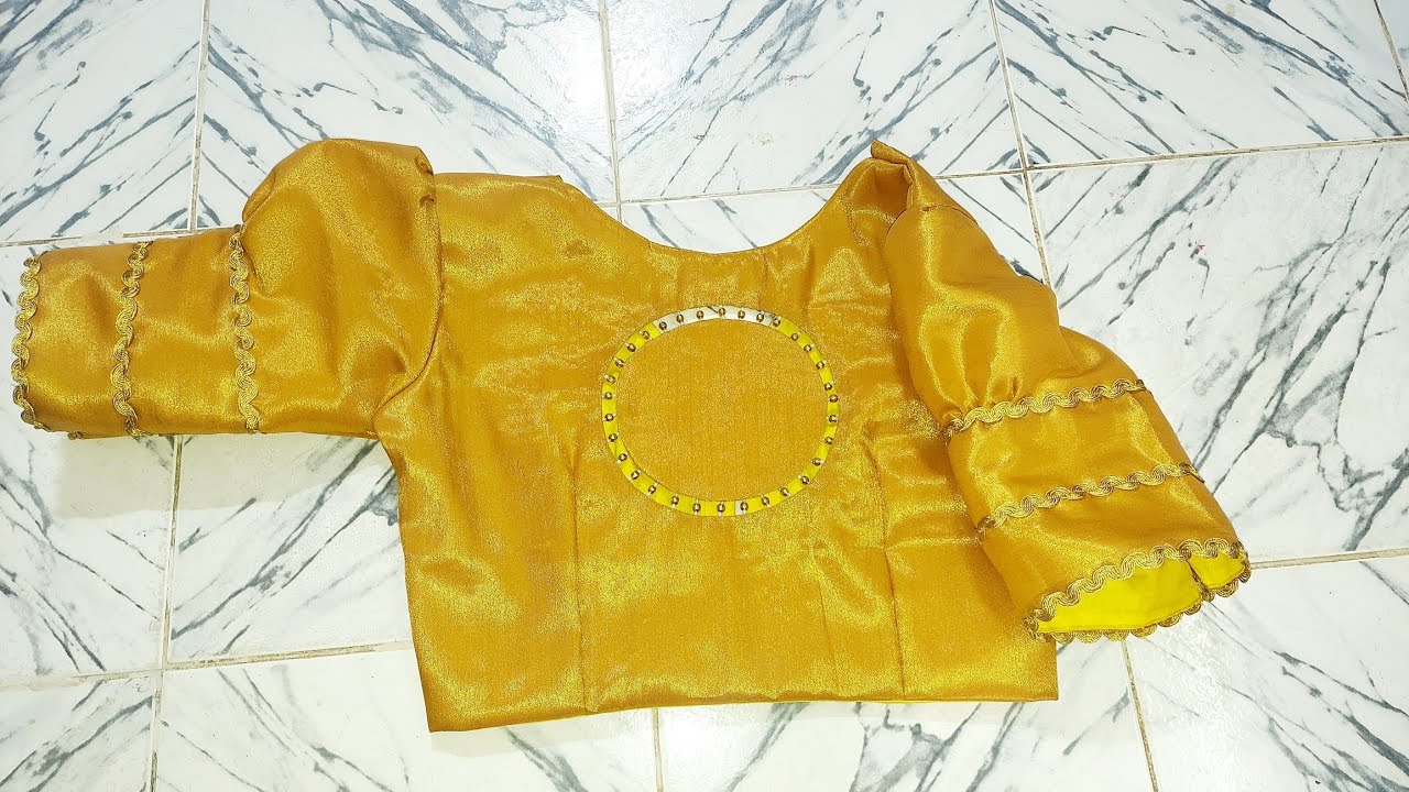 Part 2/Gold designer blouse with puff sleeves - YouTube