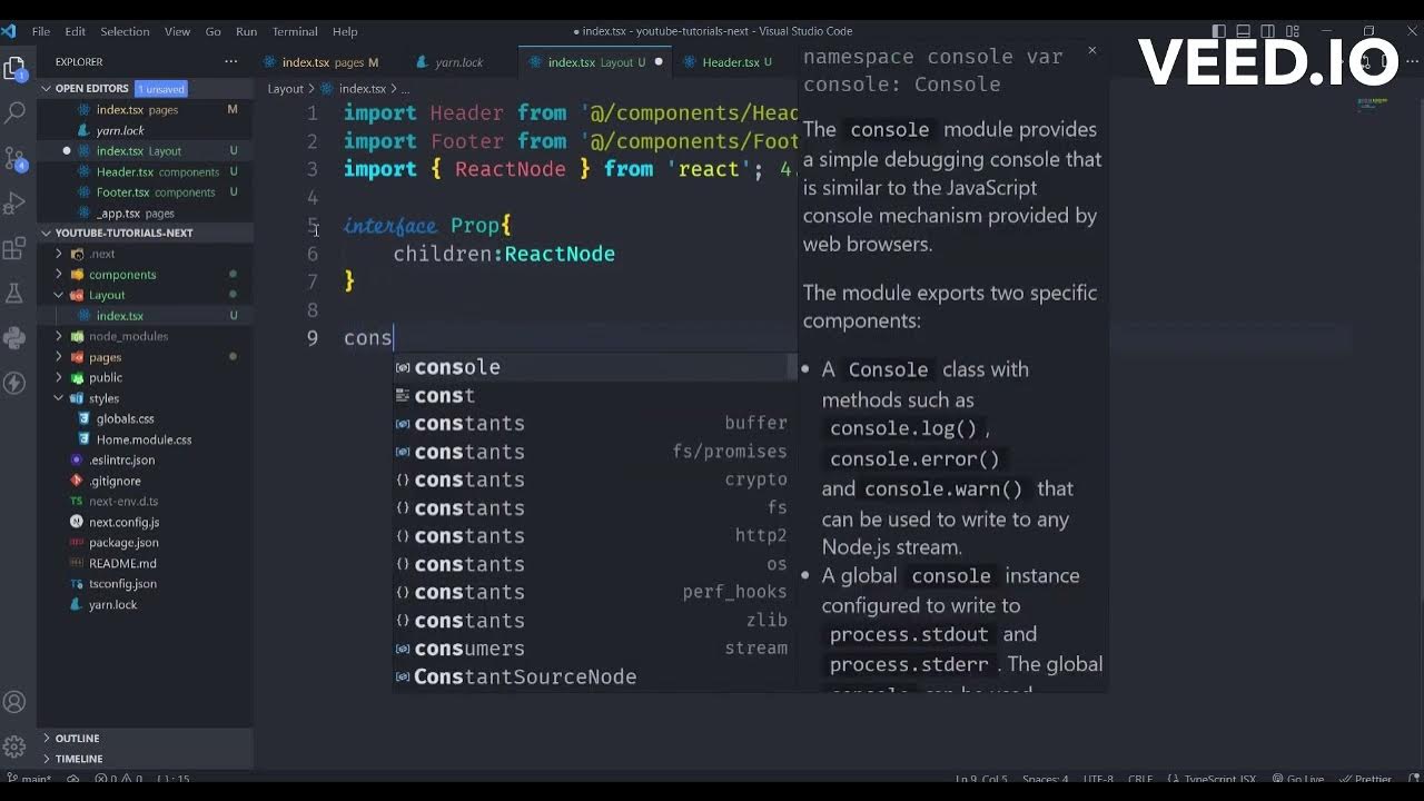 Reusable Header and Footer in Next .js and typescript #typescript #nextjs - YouTube