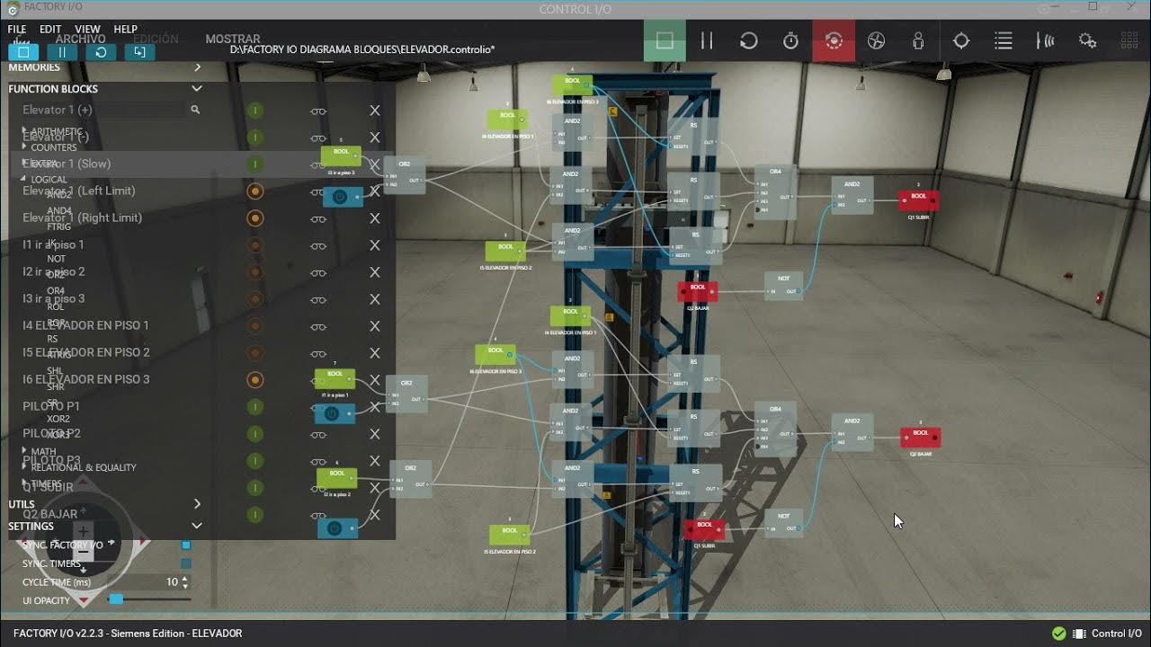 FACTORY IO ELEVADOR FUNCIONAMIENTO CONTROL I/O - YouTube