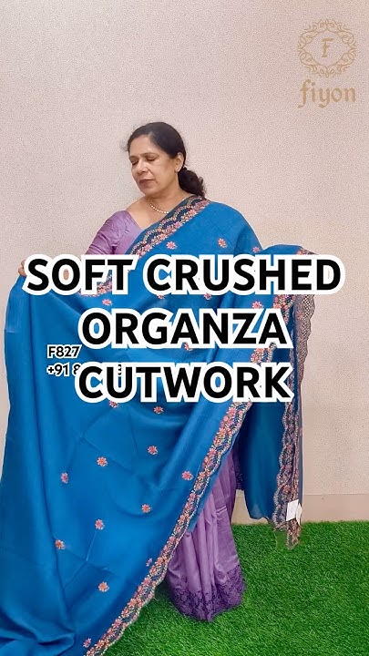 Soft Crushed Organza Cutwork Saree | F827 | 8089533854 #saree #organzasarees #cutwork #trending ...