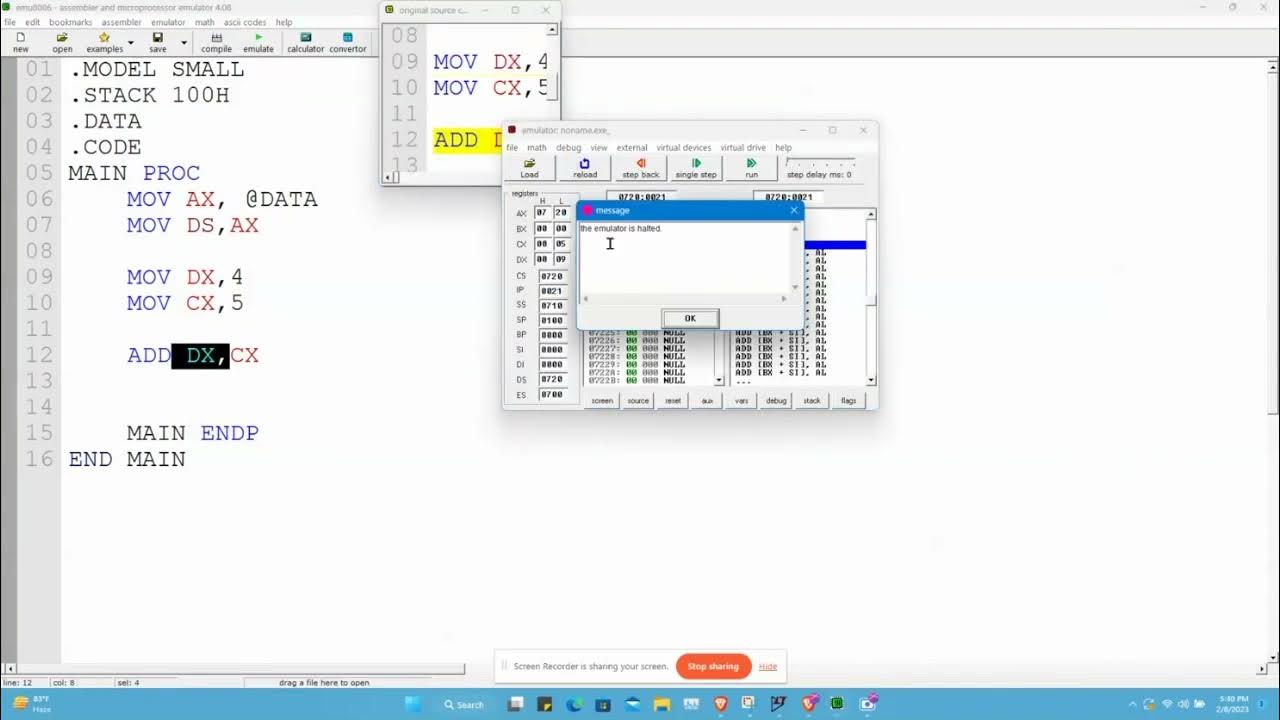 Assembly Language Addition, Subtraction, Multiplication, and Division - YouTube