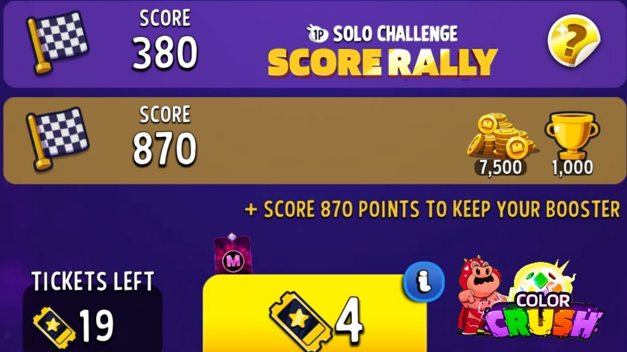 color crush solo challenge score rally 870 score | match masters solo ...