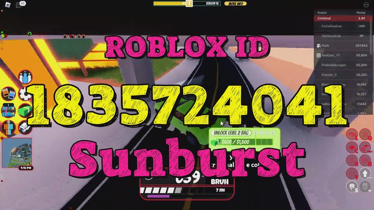 SUNBURST Roblox Song Codes - YouTube