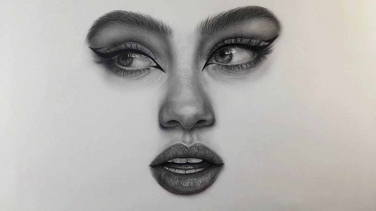 how to draw a female face with graphite pencils - YouTube