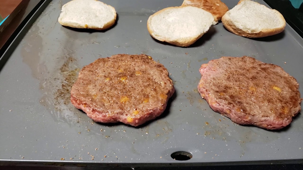 Late night burger on my presto grill. - YouTube