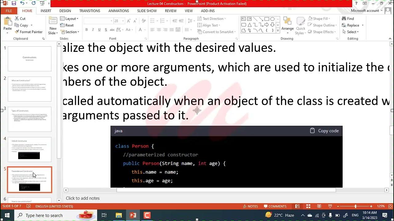 Lecture 03 Constructors Object Oriented Programming Youtube