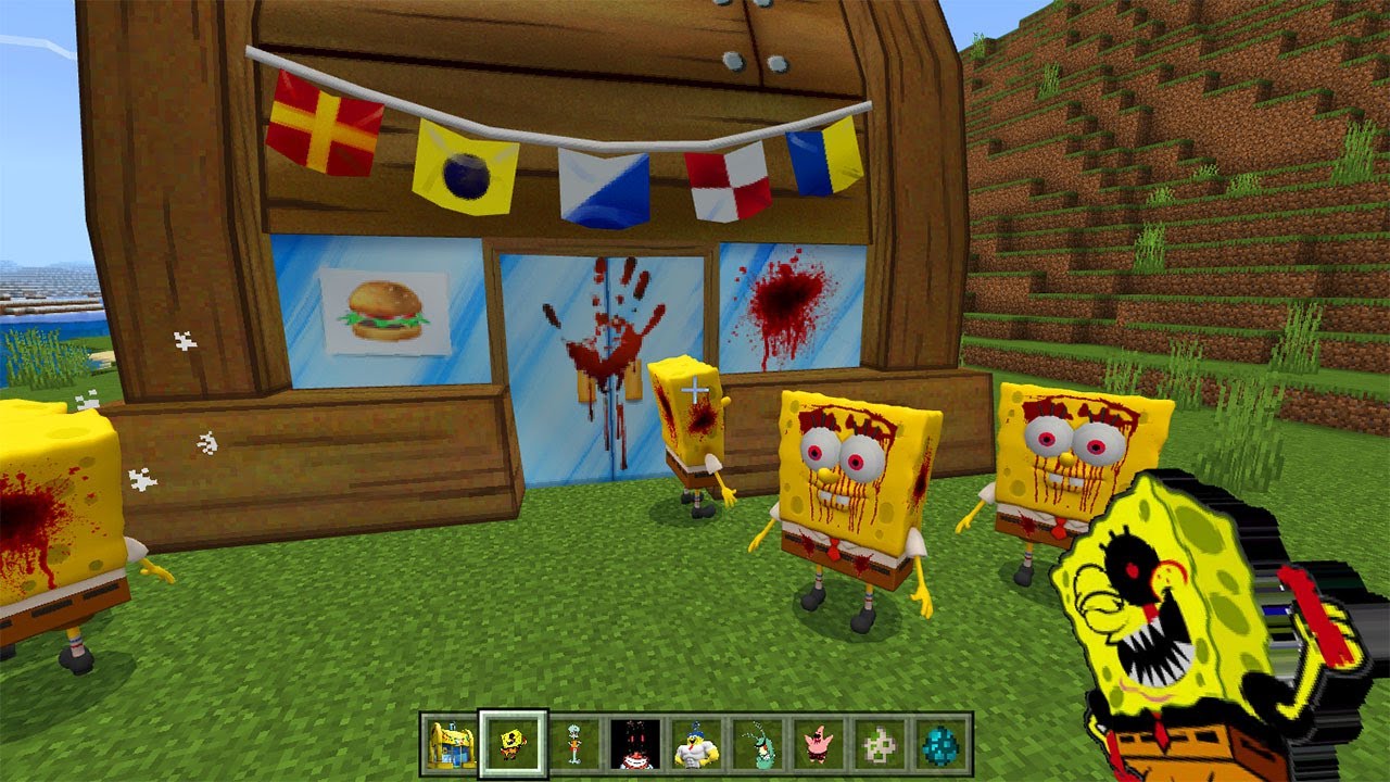 Cursed SpongeBob ADDON in Minecraft PE - YouTube