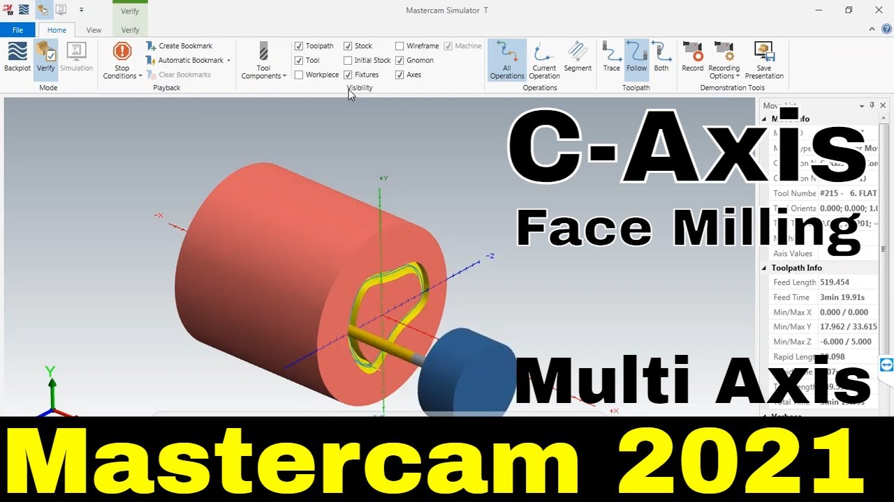 Mastercam 2021 C-Axis Face Contour | Mastercam 2021 lathe | Mastercam 2021 Turning - YouTube