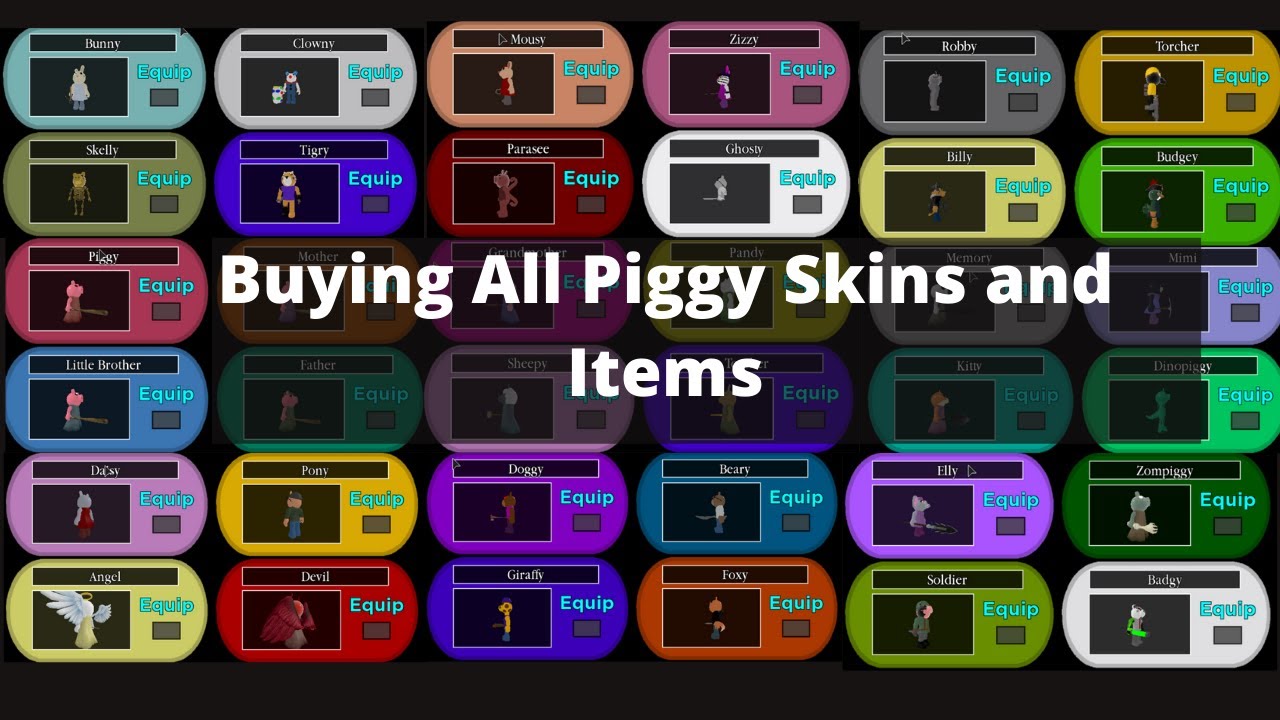 Buying All Piggy Skins and Items - YouTube
