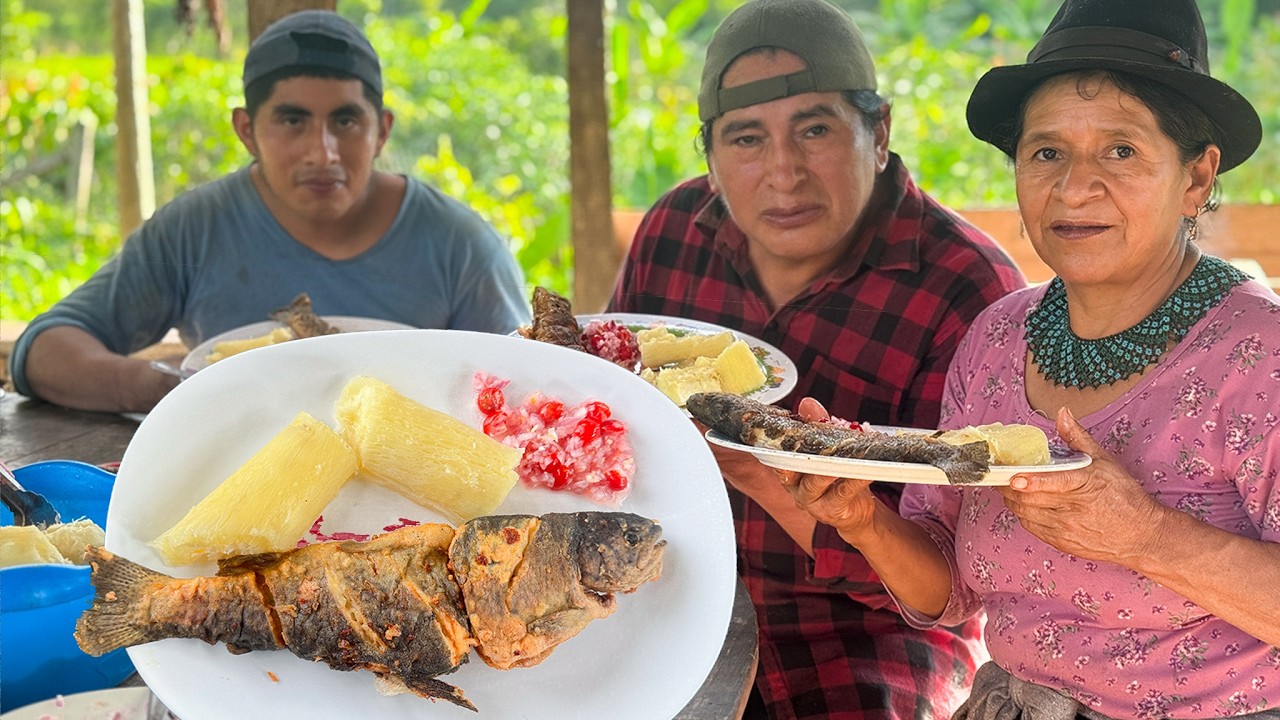 Delicioso Almuerzo de TRUCHAS fritas con YUCA | Don Valentin - YouTube