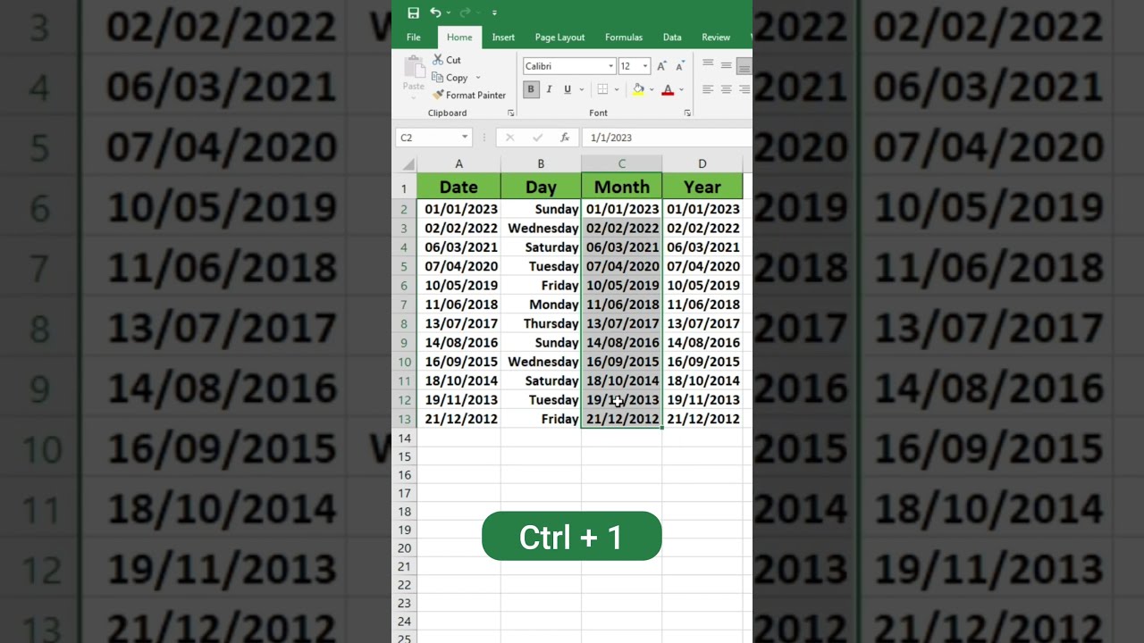 Split Date To Day Month And Year In Excel excel shorts Split Date To Day Month And Year In Excel excel shorts