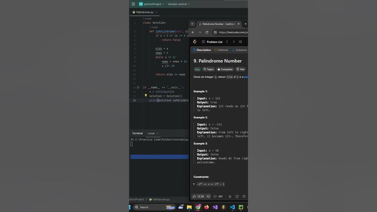 How I Resolve Palindrome Number Leetcode Eazy Levelpython