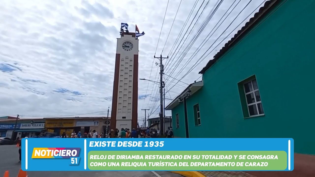 Reloj de Diriamba luce renovado y restaurado en su totalidad - YouTube