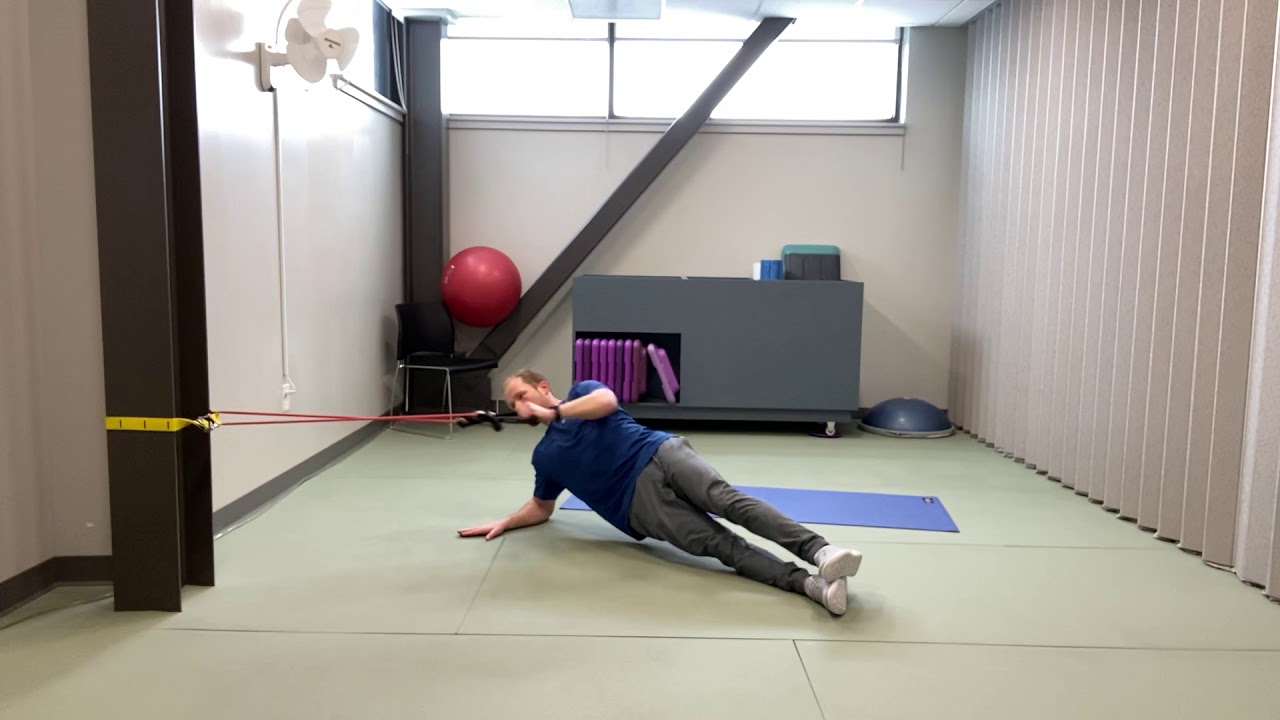 Resistance Band Side Plank Row - YouTube