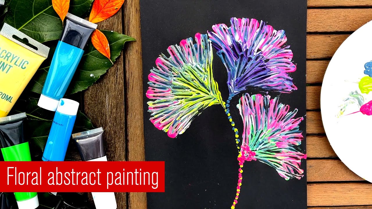 Spontaneous Floral Abstract Painting using Glass Teardrop Ornament ...