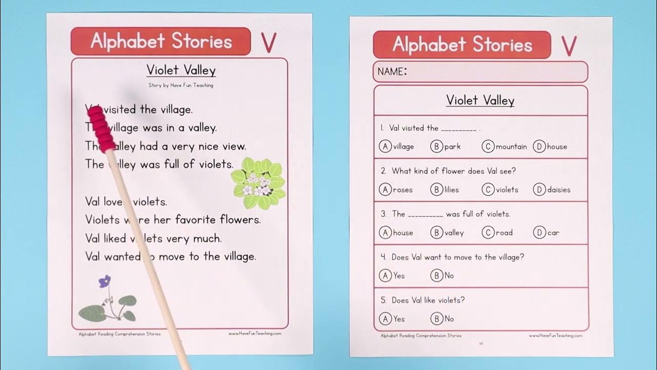 Alphabet Stories Letter V Reading Comprehension Worksheet - YouTube