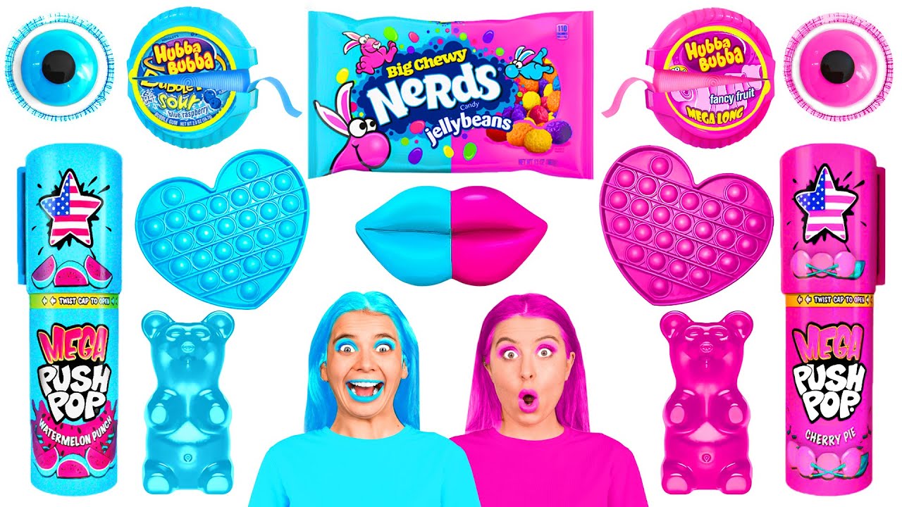 Makanan Merah Muda vs Makanan Biru Warna Tantangan BaRaFun Challenge ...