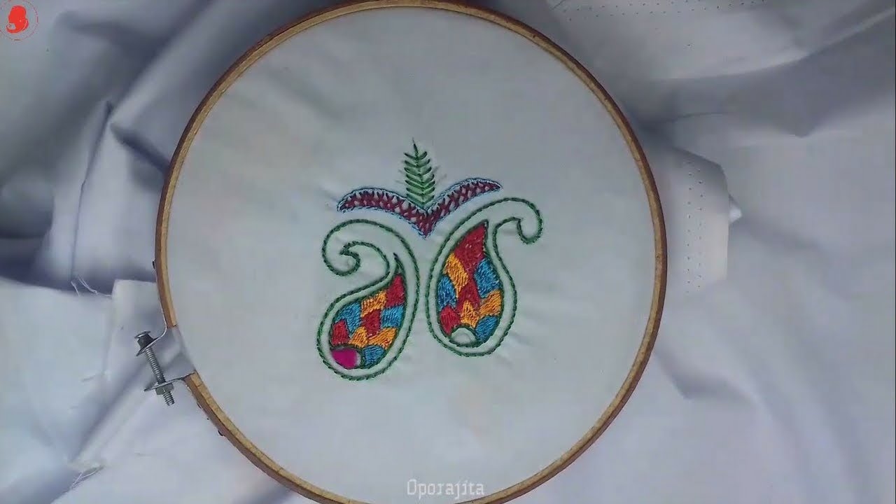 হাতের সেলাই- বিভিন্ন সেলাই দিয়ে কলকা নকশা। Hand Embroidery Design bd ...